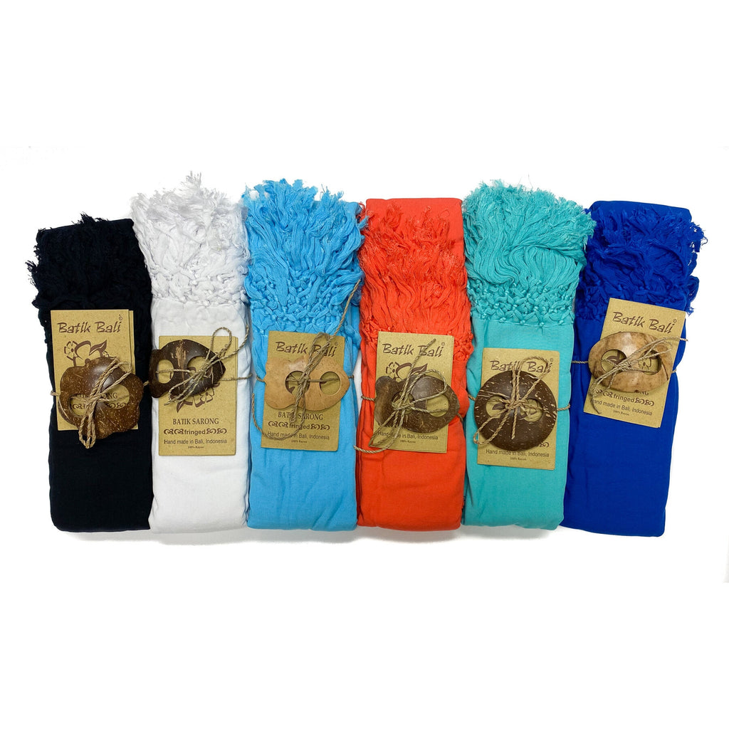 Solid Fringe Sarong with Coconut Shell Clip – Splash on Main